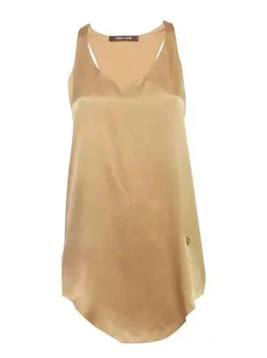 Roberto Cavalli Logo-embellished Silk Tank Top - Neutrals