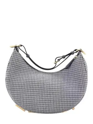Fendi Fendi Houndstooth Wool Small Hobo Bag Grey