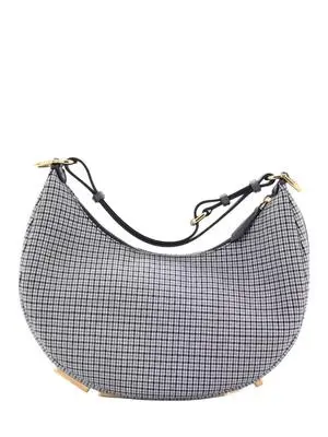 Fendi Houndstooth Wool Small Hobo Bag - Grey