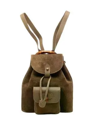 Gucci Suede Bamboo Backpack - Brown