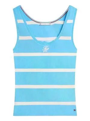 Tommy Hilfiger Striped Embroidered Tank Top - Blue