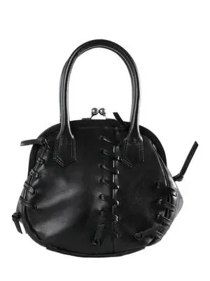 Y’s Leather Lace-up Tote Bag - Black
