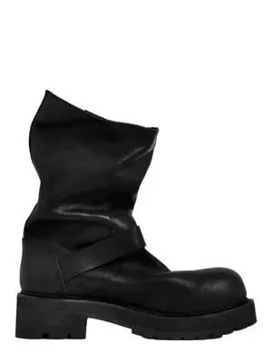 FILTH Buckled Leather Boots - Black