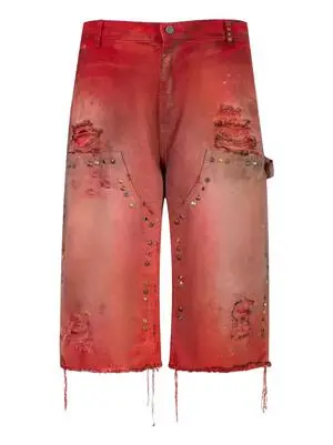 SATOSHI NAKAMOTO Danny's Carpenter Distressed Shorts - Red