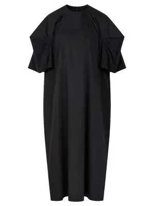 ENFOLD Midi Box Pleated-sleeve Dress - Black