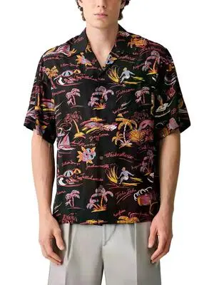 WACKO MARIA Graphic-print Short-sleeve Shirt - Black