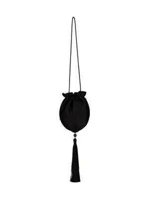 Le Sundial Shantung Tassel Shoulder Bag - Black