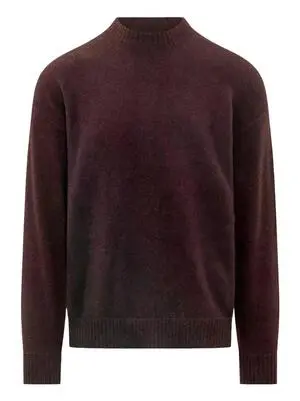 LANEUS Crew-neck Drop-shoulder Sweater - Red