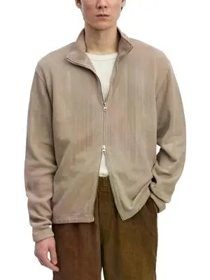 ANOTHER ASPECT Another Aspect Ribbed-Knit Zip-Up Sweatshirt Neutrals