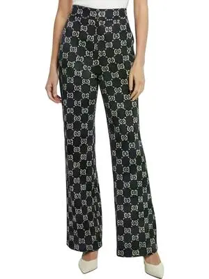 Gucci Gg Monogram Jacquard Trousers - Blue