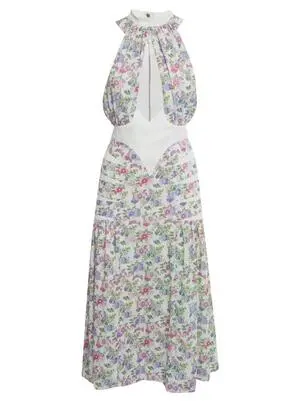 Rabanne Floral-print Halterneck Dress - White