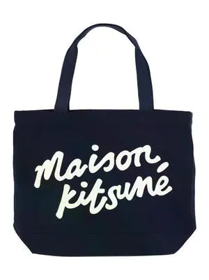 Maison Kitsuné Handwriting-print Tote Bag Blue