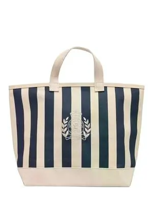 SPORTY & RICH Striped Embroidered Tote Bag - Neutrals