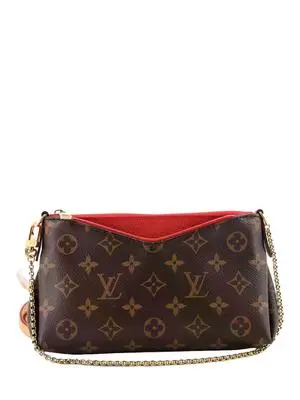 LOUIS VUITTON Pallas Monogram Canvas With Leather Clutch Bag Red