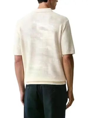 Scotch & Soda Waffle-knit Short-sleeve Polo Shirt - Neutrals