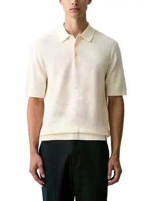 Scotch & Soda Waffle-knit Short-sleeve Polo Shirt - Neutrals