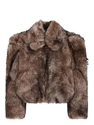 Chloé Shearling Crop Jacket - Brown