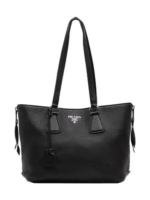 Prada Vitello Daino Side Zip Tote Bag - Black