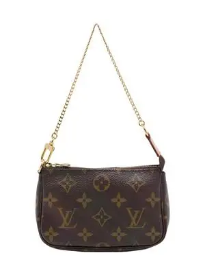 LOUIS VUITTON Monogram Canvas Mini Pochette Accessoires Handbag - Brown