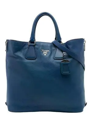 PRADA Prada Vitello Daino Side Zip Open Convertible Tote Satchel