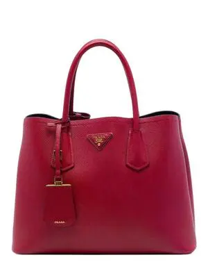 Prada Saffiano Cuir Double Satchel - Red