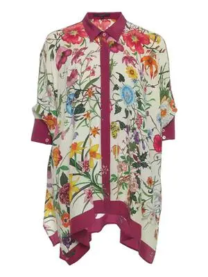 Gucci Floral-print Silk Blouse - Neutrals