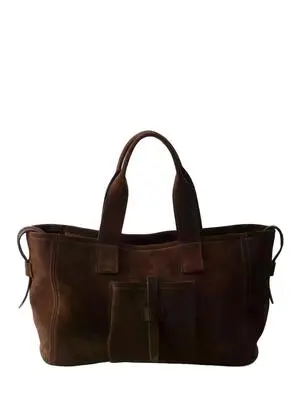 Prada Route Large Suede Tote Bag - Brown