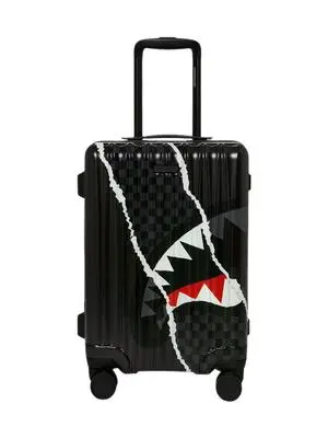 SPRAYGROUND Shark Slash Check-pattern Shark-print Carry-on Luggage - Grey