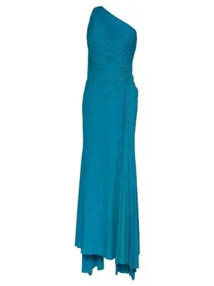 HERVE L. LEROUX Asymmetric Cape-sash Gown - Blue
