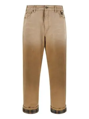 GOLDEN GOOSE Journey Russell Trousers With Check Lapels - Beige