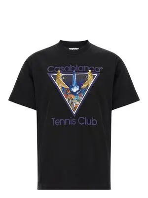 Casablanca Monde Perdu Tennis Club Icon' Print T-shirt - Black