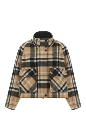 PINKO PINKO Checked Wool-Blend Crop Jacket