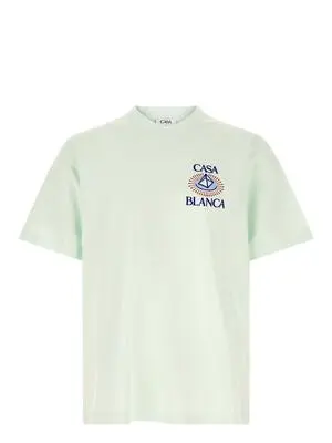 Casablanca Flocked 'celestial Pyramid' Print T-shirt Light Blue