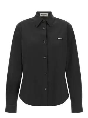 Miu Miu Stretch Cotton Poplin Shirt - Black