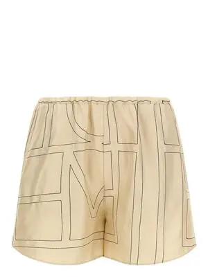 TOTEME TOTEME Silk Monogram Shorts Beige