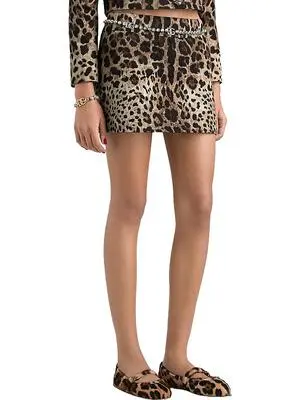 Dolce & Gabbana Printed Brocade Mini Skirt - Leopard Print