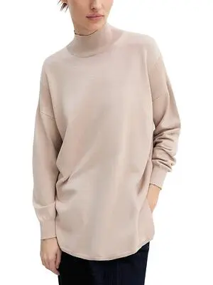 EMME Emmlonza Mock Neck Tunic Sweater - Sand