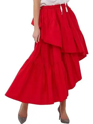 MARIELLE STOKKELAAR Stephanie Asymmetrical Skirt - Red