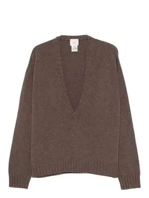 ALYSI Wool V-necked Jumper - Brown