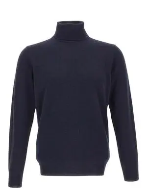 KANGRA Ribbed Turtleneck Knitted Sweater - Blue