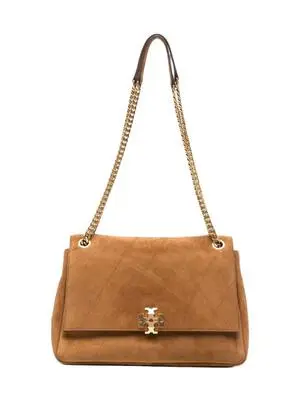 Tory Burch Tory Burch Charlie Suede Leather Shoulder Bag Beige
