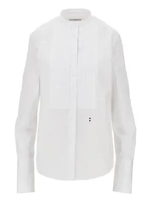 Fendi Poplin Shirt With Pleated Plastron - White