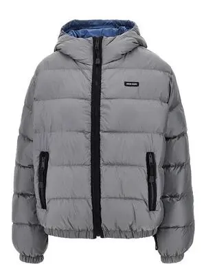 Miu Miu MIU MIU Light Pongé Down Jacket Grey