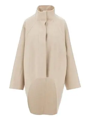 Alaïa Cashmere Asymmetrical Coat Beige