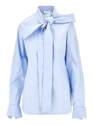7 For All Mankind 7 FOR ALL MANKIND Cotton Poplin Shirt With Bow Blue