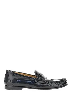 Fendi Scrunch Leather Loafers - Black
