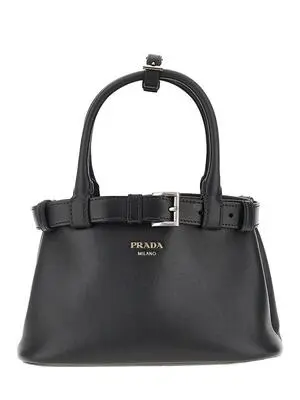 Prada Leather Small Buckle Bag - Black