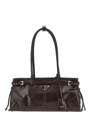 Prada PRADA Shiny Leather Medium Bonnie Bag Brown