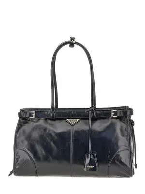 PRADA PRADA Shiny Leather Large Bonnie Handbag