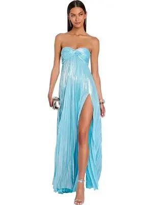 Retrofete Zoa Lamé Gown - Blue Silver